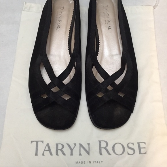 Taryn Rose | Shoes | Taryn Rose Leather Black Peeptoe Flats 85 | Poshmark